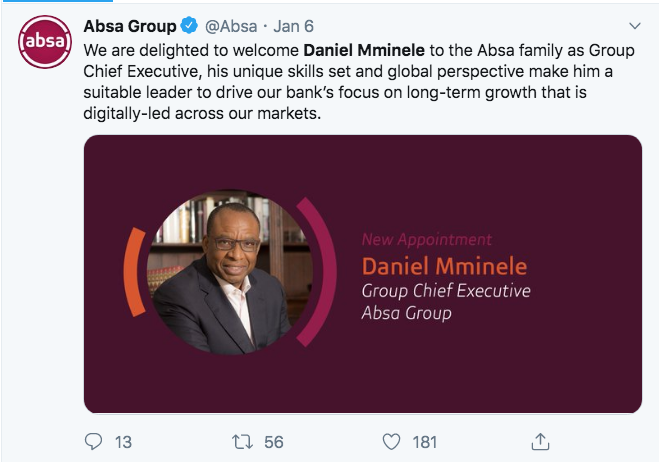 Absa Group Limited appoints Daniel Mminele as Chief Executive - DiploBrief